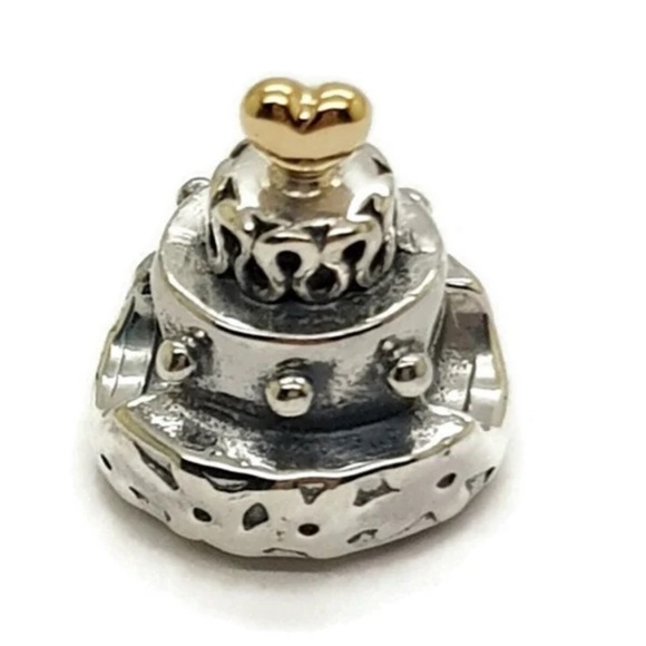 Pandora | Jewelry | Pandora Wedding Cake Charm Silver Gold Accents ...